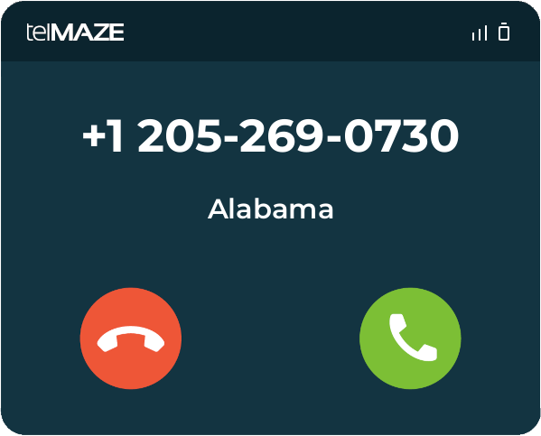 Who is 2052690730 / (205) 269-0730 from Alabama - telMAZE